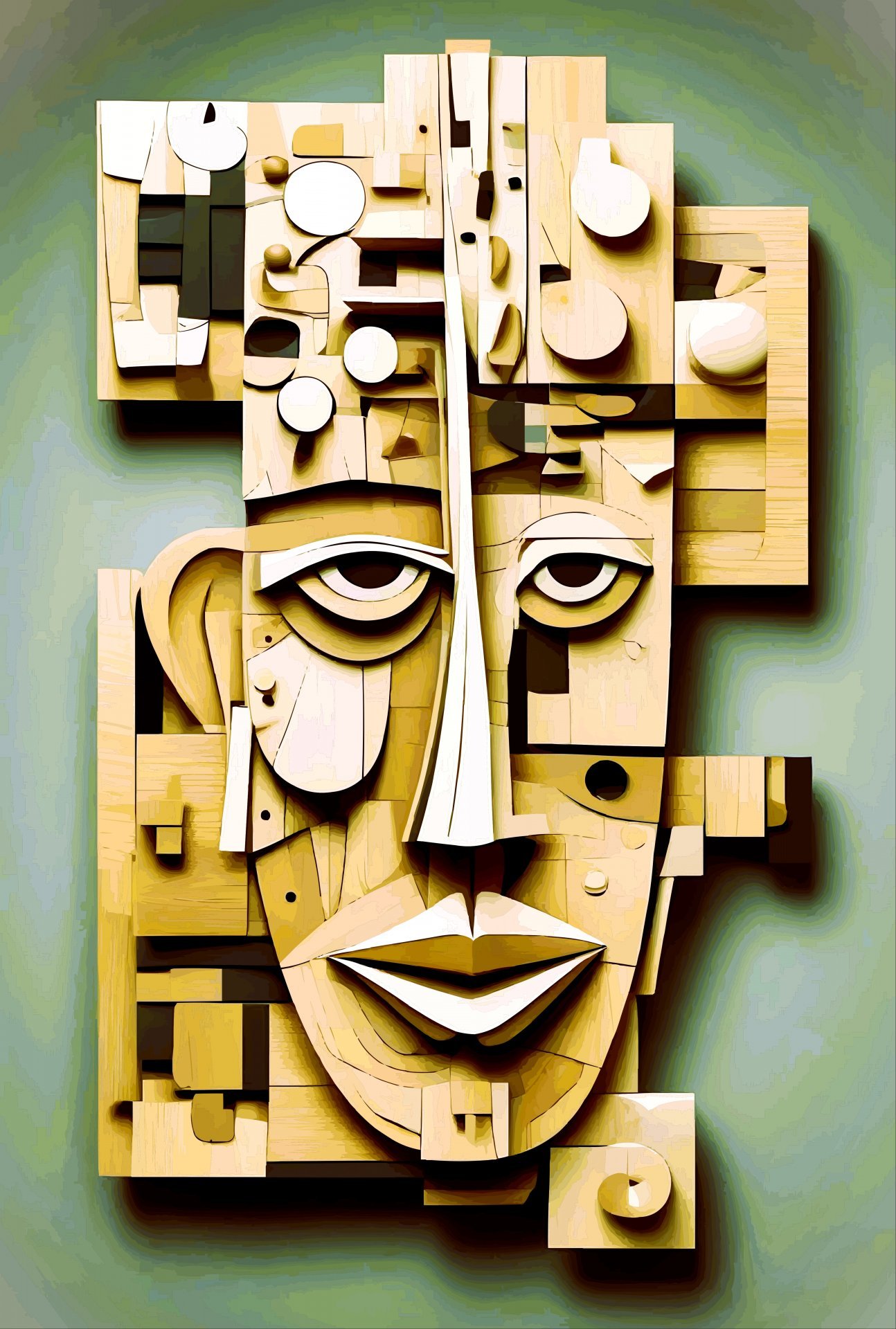 Abstract Cubic Portrait Digital Art - Viktor Levchenko