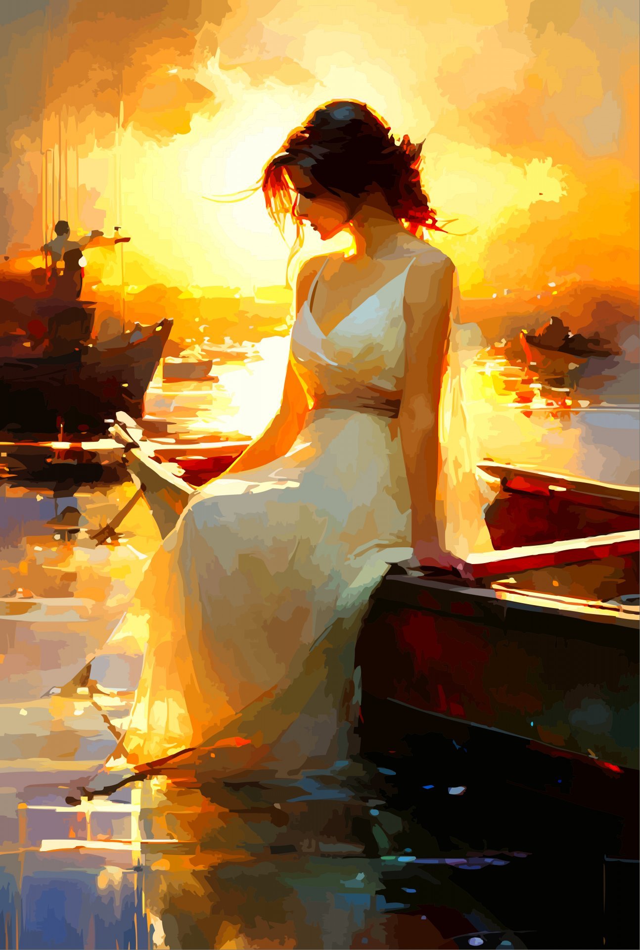 Golden Sunset by the Lake Digital Art - Viktor Levchenko