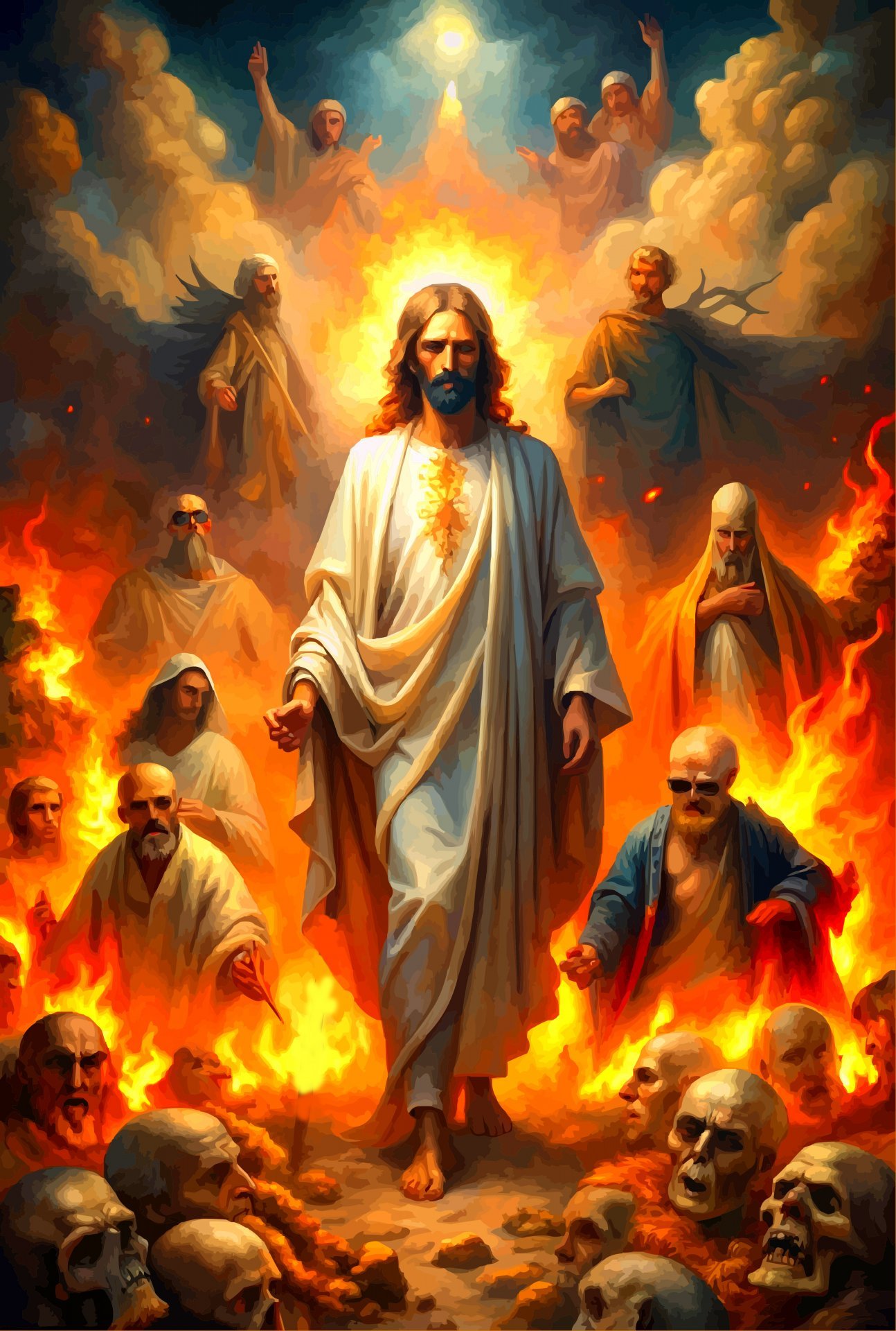 Jesus Christ Walking in Hell Painting by Viktor Levchenko