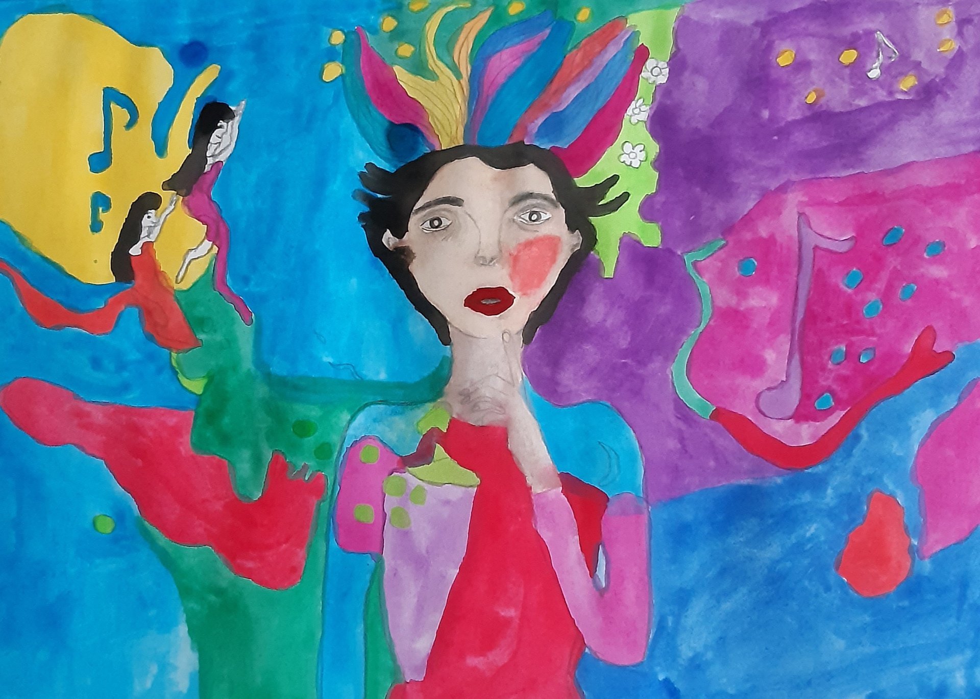 Abstract Portrait in Vibrant Colors Painting by Alexandra Irimia