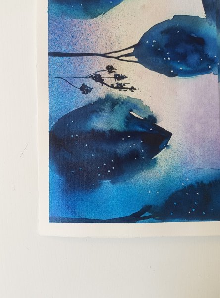 Between Stars and Trees Painting by Evgenia Smirnova