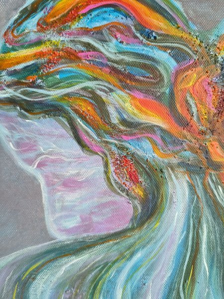 Source of Life Sparks Vibrant Woman Painting by Lena Kolambet
