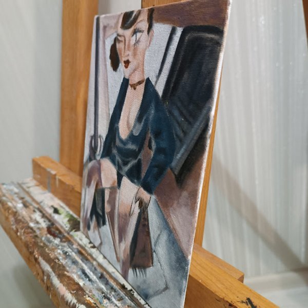 Modern Muse. Cubist Female Power Unveiled Painting by Iryna Oliinyk