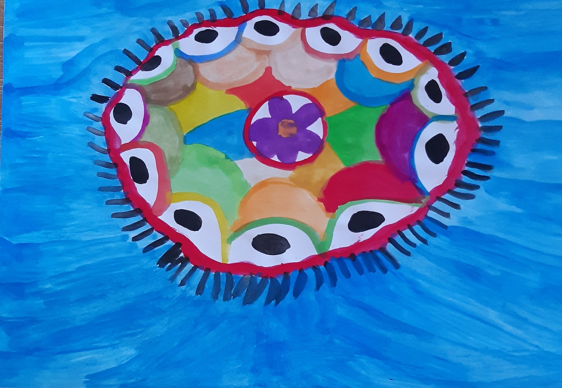 Art Exercise: Exploring Microbial Worlds Painting by Alexandra Irimia