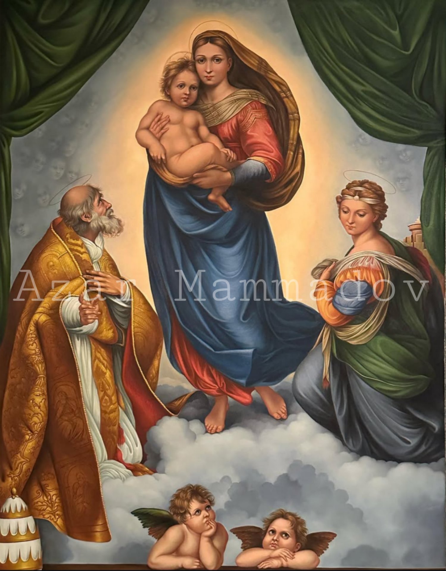Sistine Madonna after Raphael Painting by Azar Mammadov