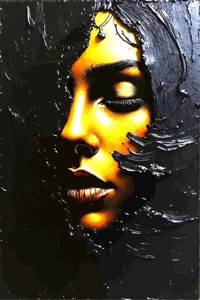 Golden Face in Darkness Digital Art - Viktor Levchenko