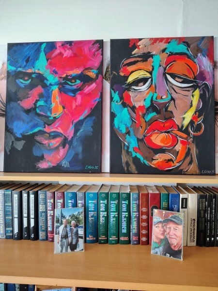 Tired Black Man Surreal Portrait Painting by Leon Katz
