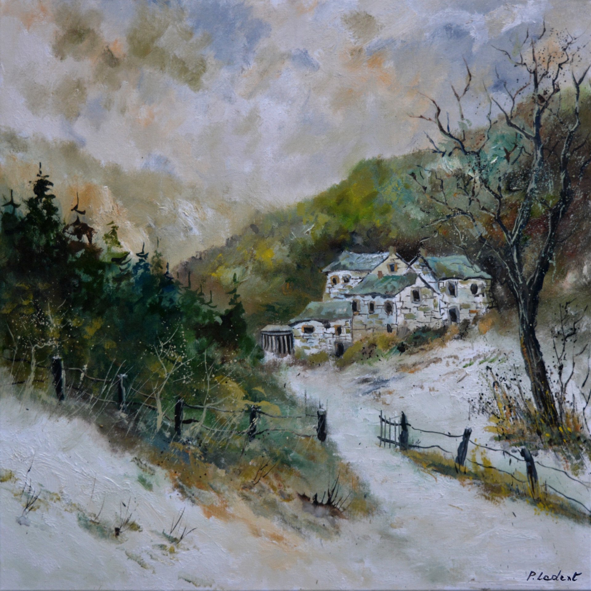 Snowy landscape Painting by Pol Ledent - Jose Art Gallery