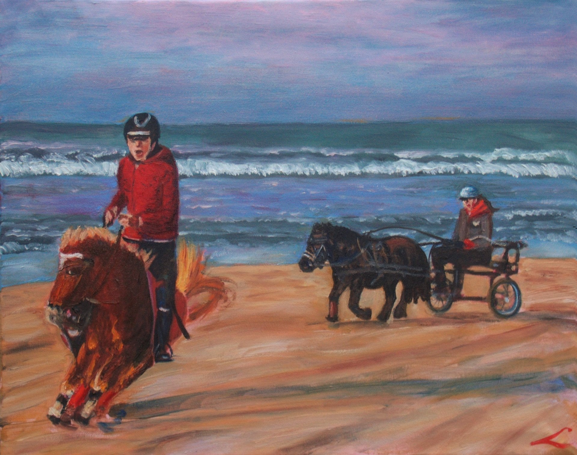 Pony riders Painting by Elena Sokolova - Jose Art Gallery