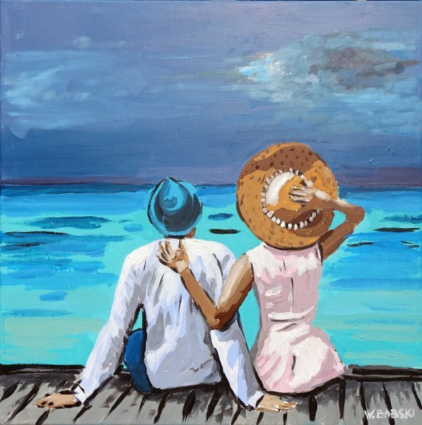 At the Seaside Drawing - Babski Wojciech - Jose Art Gallery