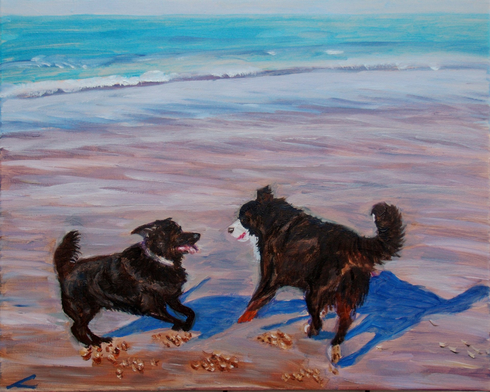 Dogs at the sea Drawing - Elena Sokolova - Jose Art Gallery