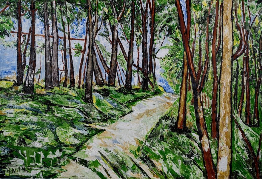 FOREST SCENE Painting by ANAND MANCHIRAJU - Jose Art Gallery