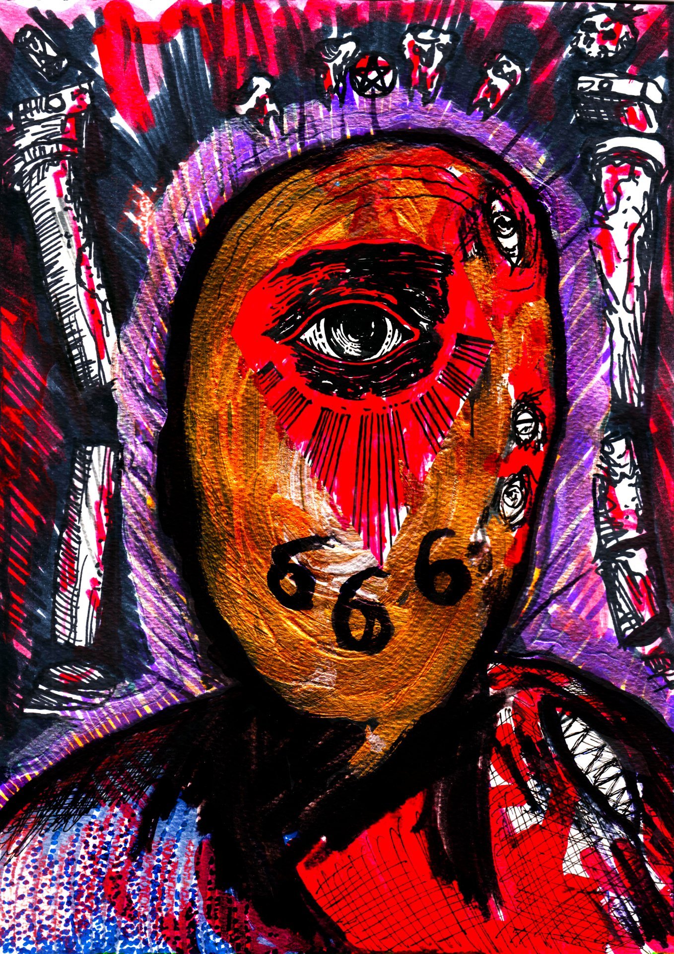 The Mask of Revelation – 666 Painting by MZNTRP