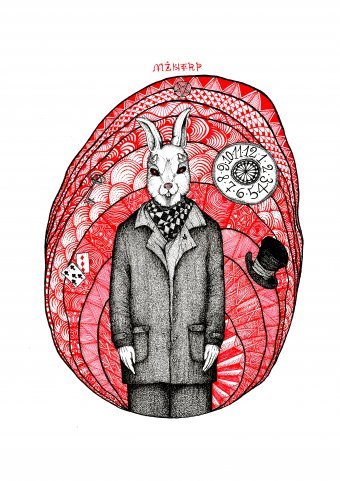 Trickster Rabbit Drawing - MZNTRP - Jose Art Gallery