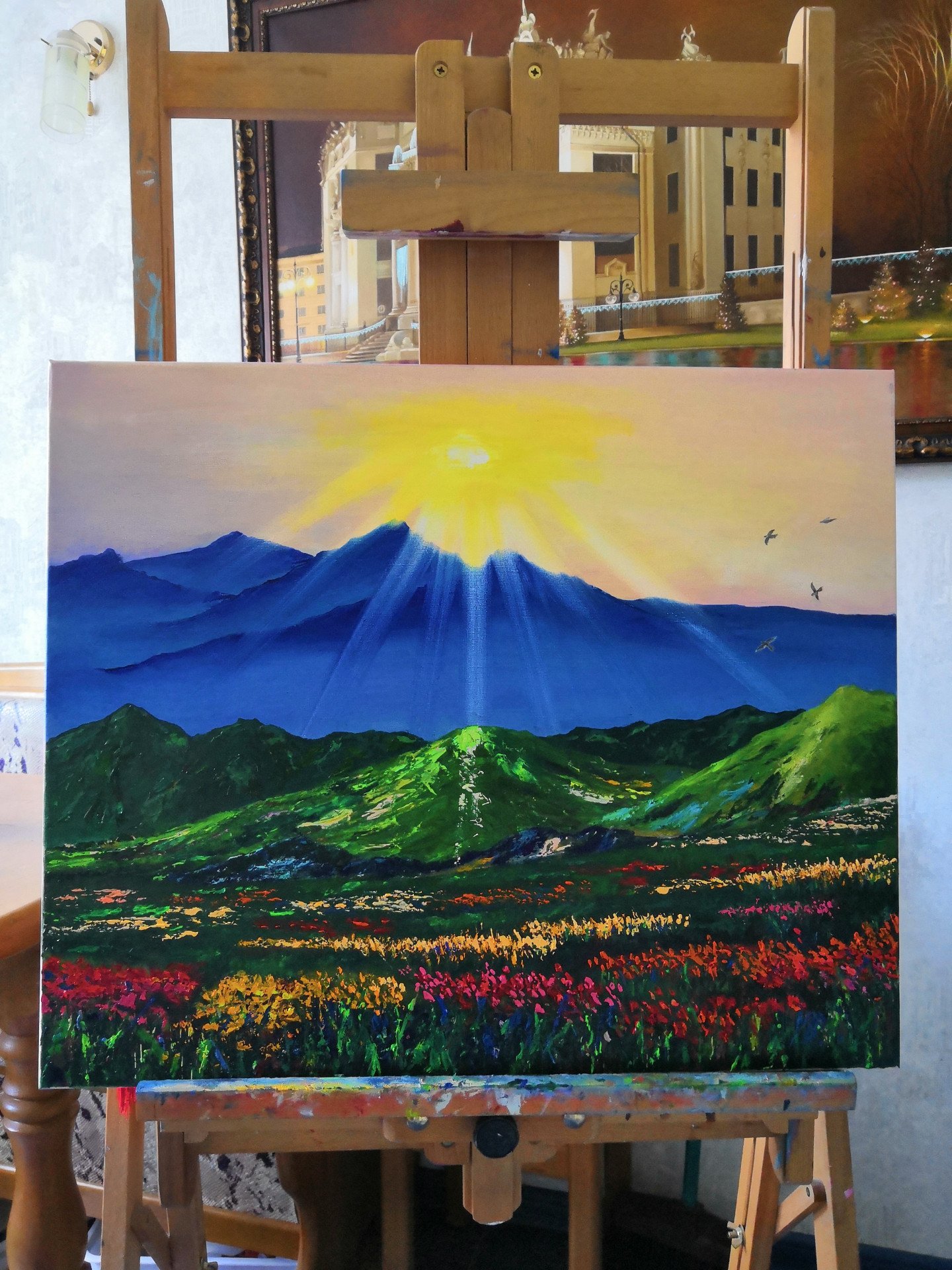 Sun in the mountains Painting by Liudmyla Riabkova - Jose Art Gallery