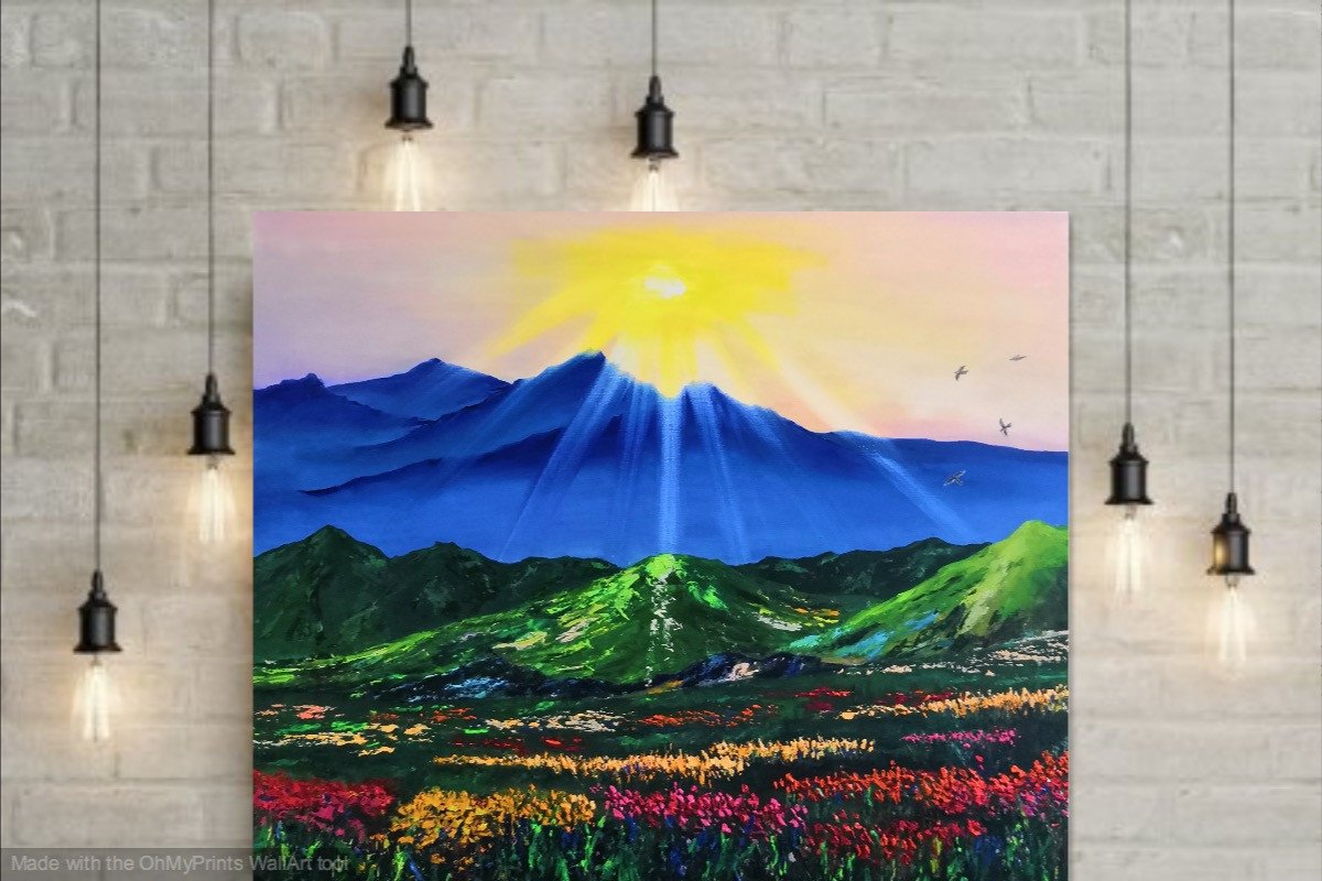 Sun in the mountains Painting by Liudmyla Riabkova - Jose Art Gallery