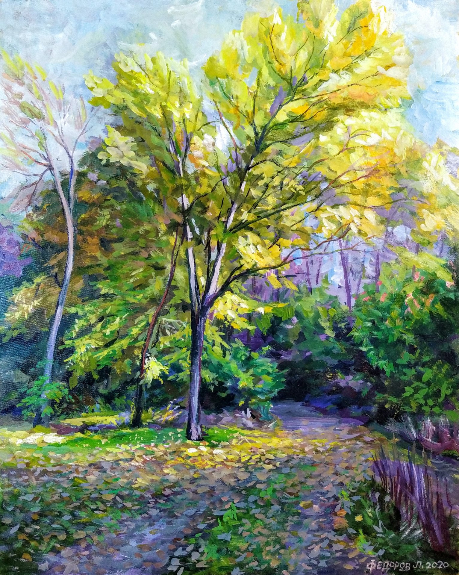 A Golden-tipped Maple Painting by Leonid Fedorov