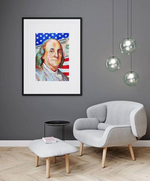 Benjamin Franklin Portrait Painting by Iryna Fedarava