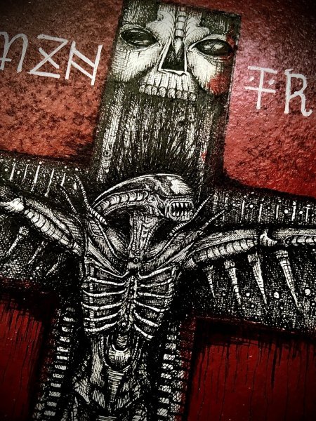Alien Crucifixion Painting by MZNTRP - Jose Art Gallery