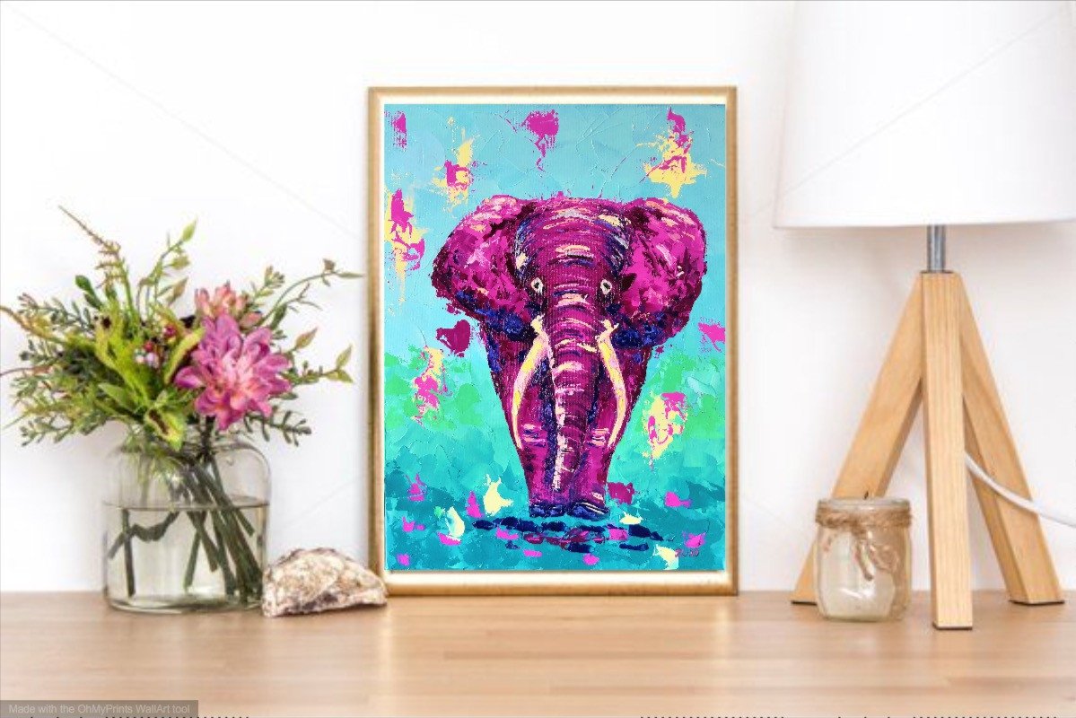 Pink Elephant Painting by Liudmyla Riabkova - Jose Art Gallery