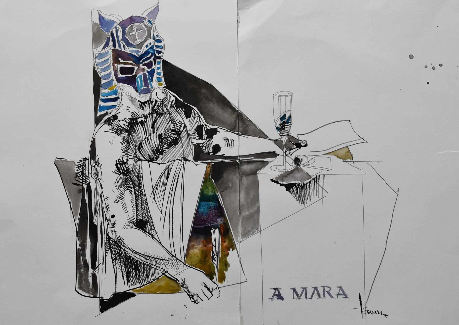 Resurrection of Marat Drawing - Roman Bonchuk - Jose Art Gallery