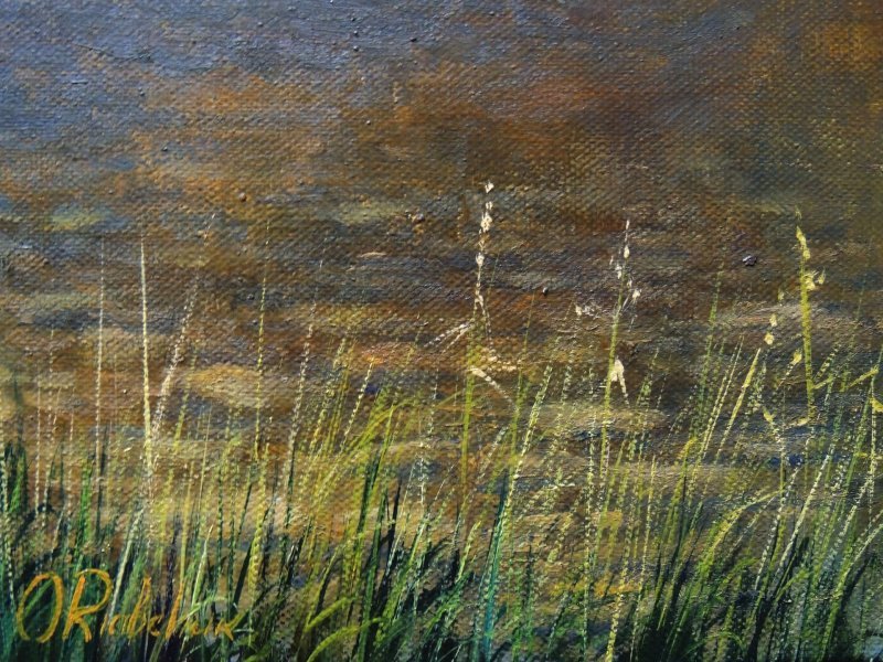 Tranquil Lake Reflection Nature Scene Painting by Oleg Riabchuk