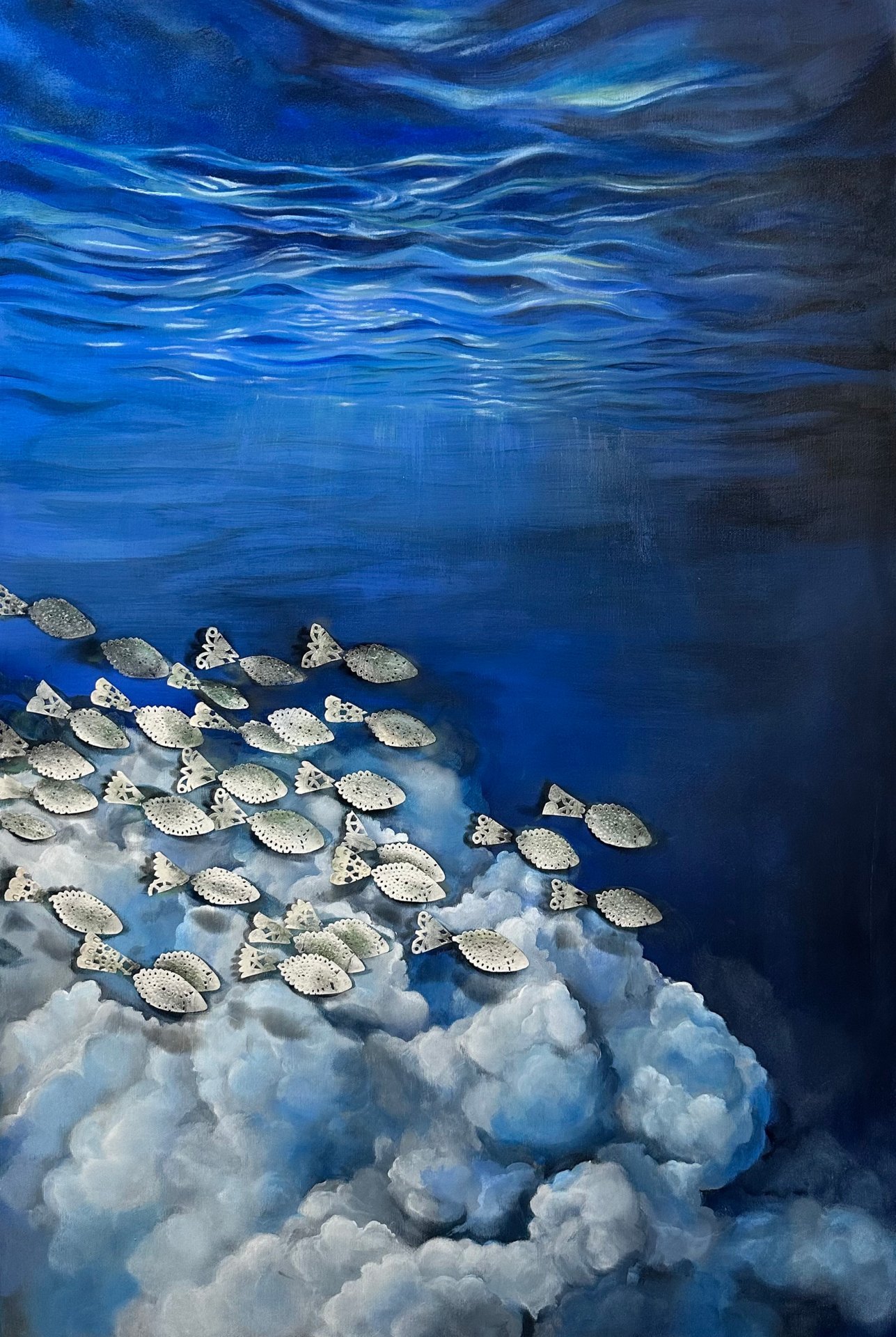 Donde nadan los pensamientos: Visión onírica del océano Pintura de Julia Shilo