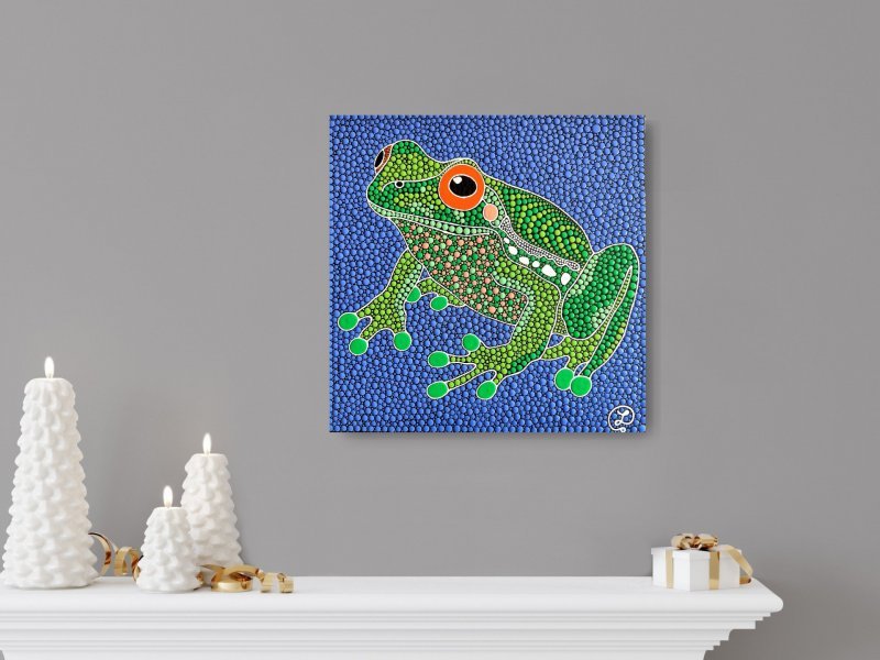 Patrones de ranas místicas en lunares contemporáneos Drawing - Oxana Lazari