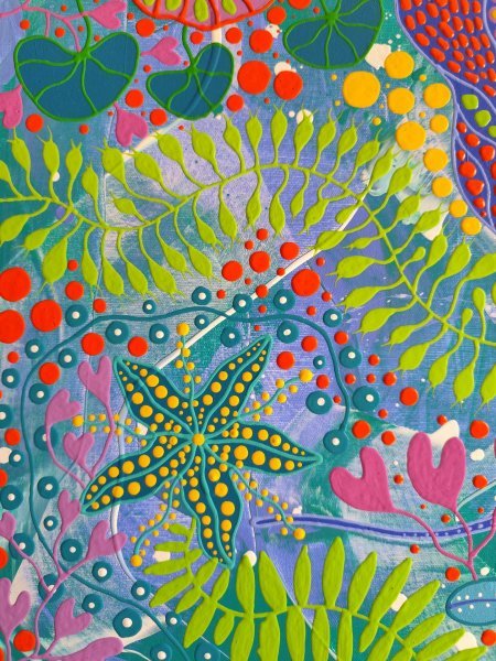 Vibrant Marine Life in Ocean Bloom Painting by Oxana Lazari