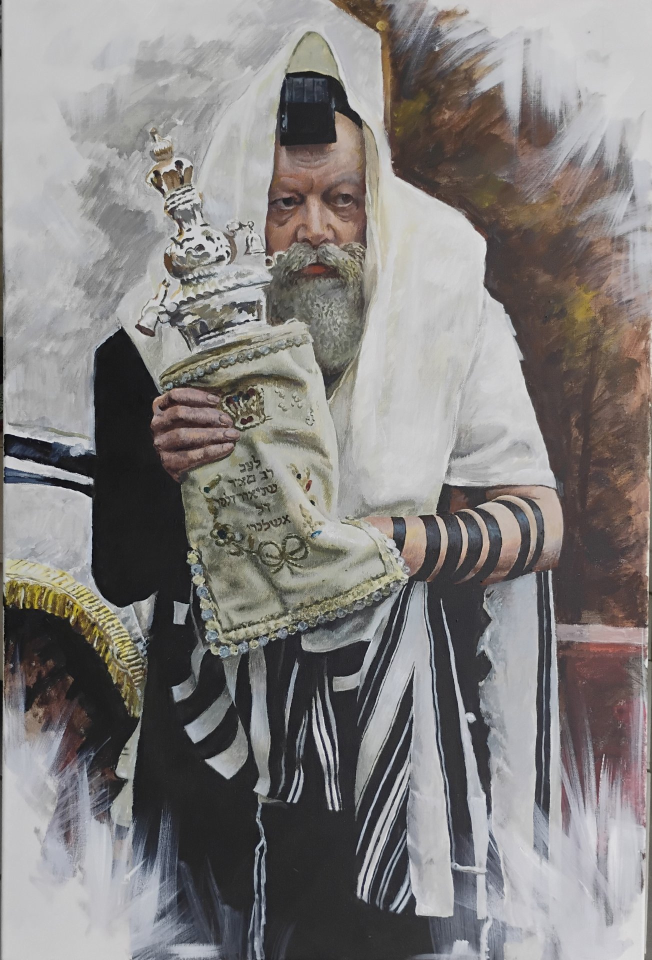 Obraz «Rebbe Schneerson z Talisem i Torą», Leon Katz