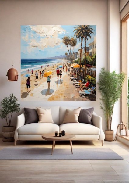 California Beach Painting by Selena Sashina