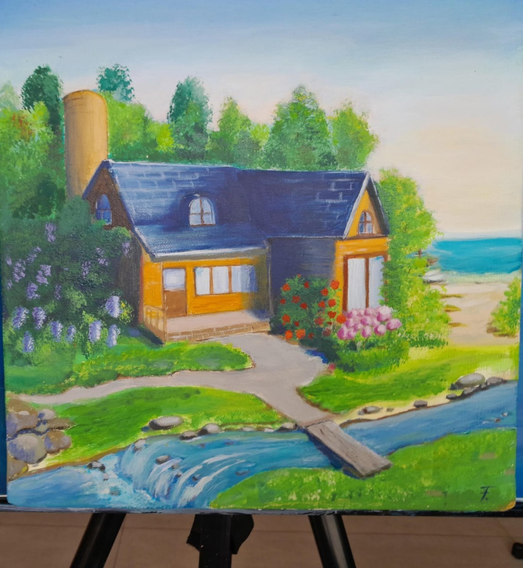 House by the Sea: Quiet Coastal Escape Painting by Fa Ley