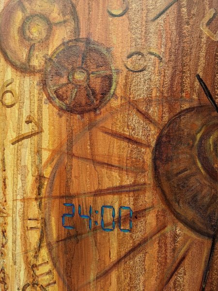 Steampunk Time: Reflections on Time's Flow Painting by Lena Kolambet