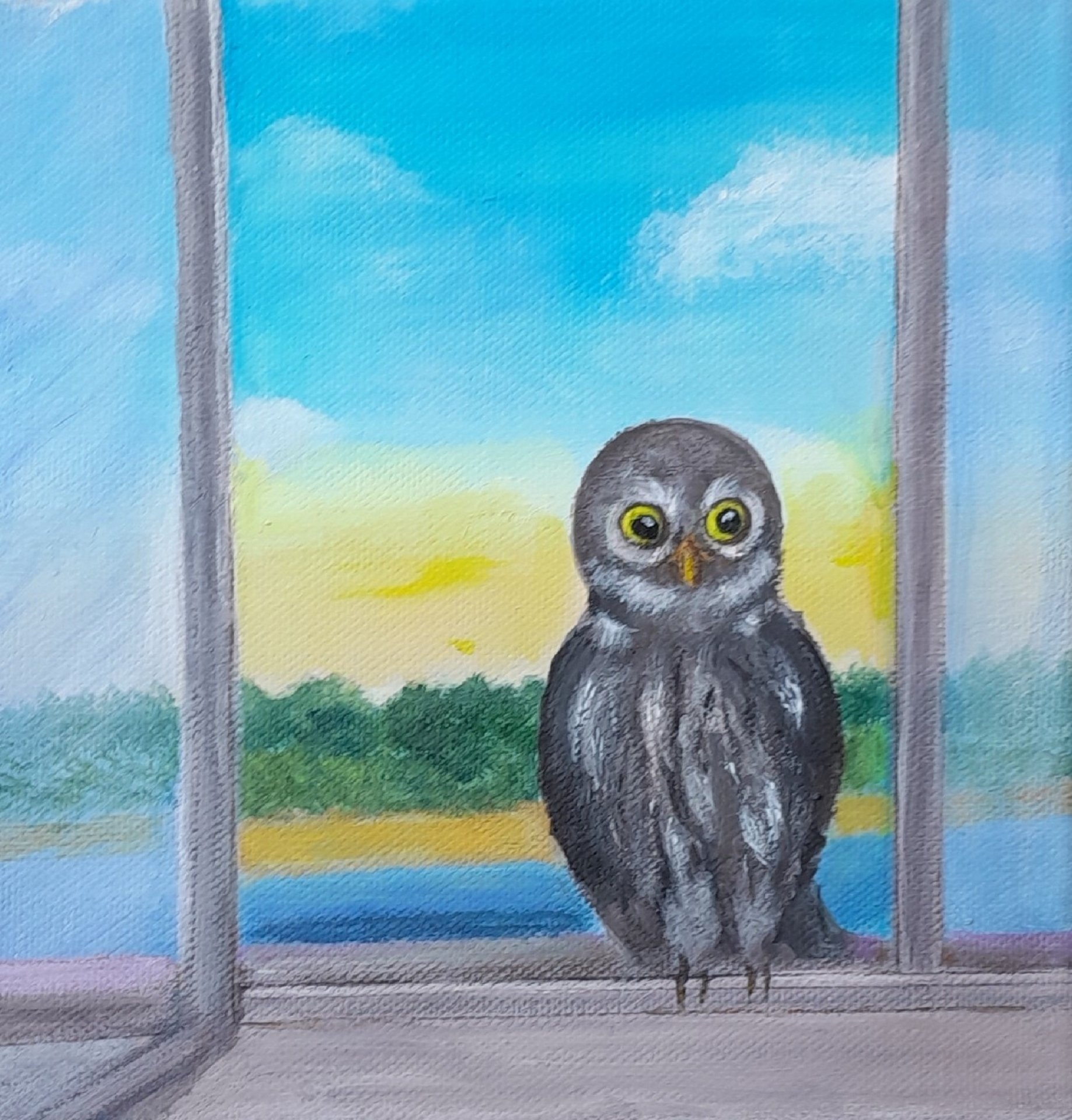 Good Morning Owl: Guardian in Flight Painting by Fa Ley