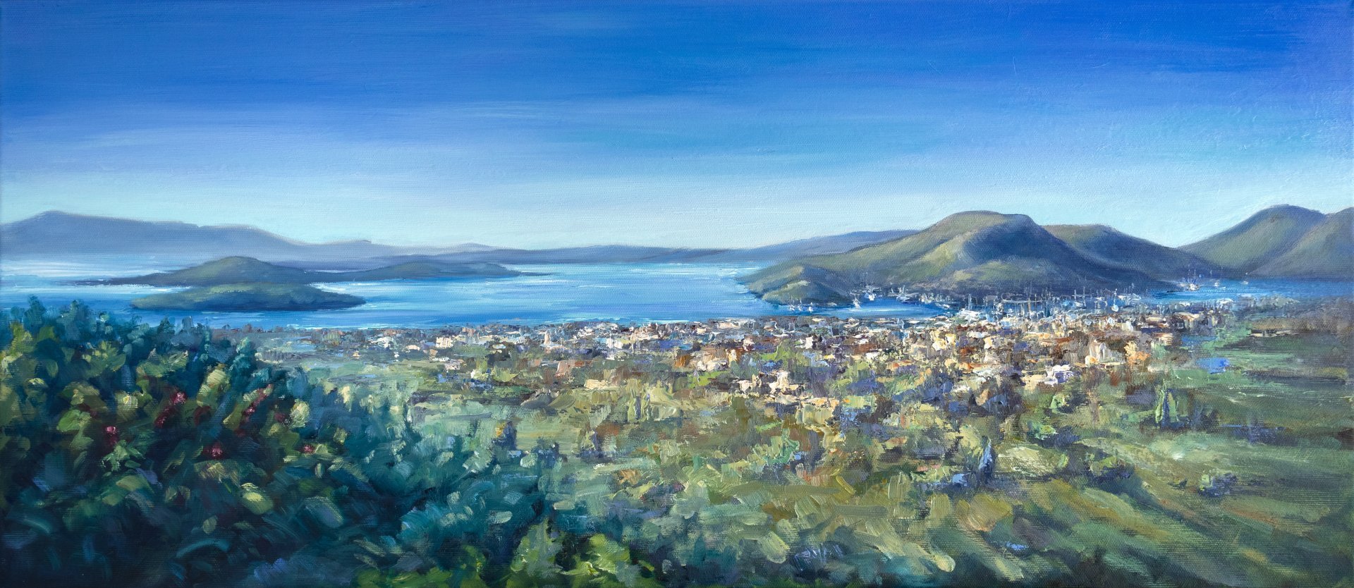Greek Panorama Painting by Adrienn Pécsek - Jose Art Gallery