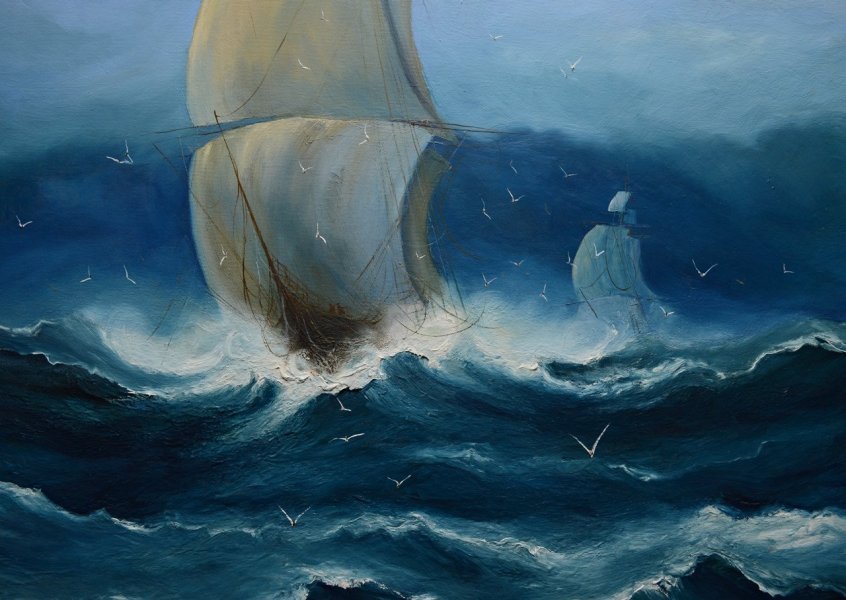 Storm: Potęga Morza w Impresjonistycznej Odsłonie Painting by Justyna ...