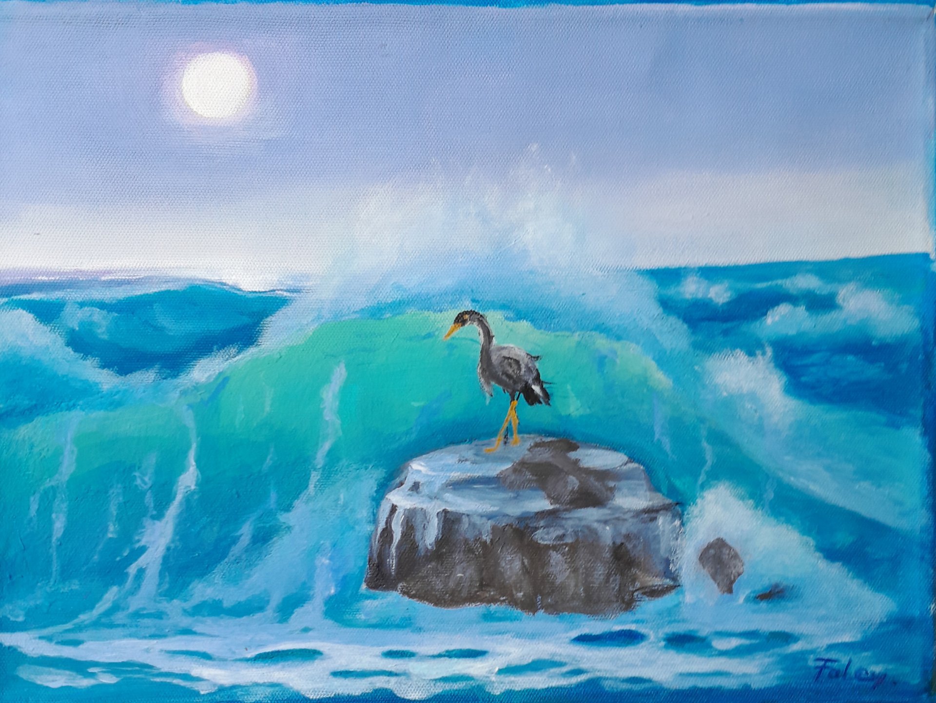 Waiting for Happiness in Stormy Seas Painting by Fa Ley