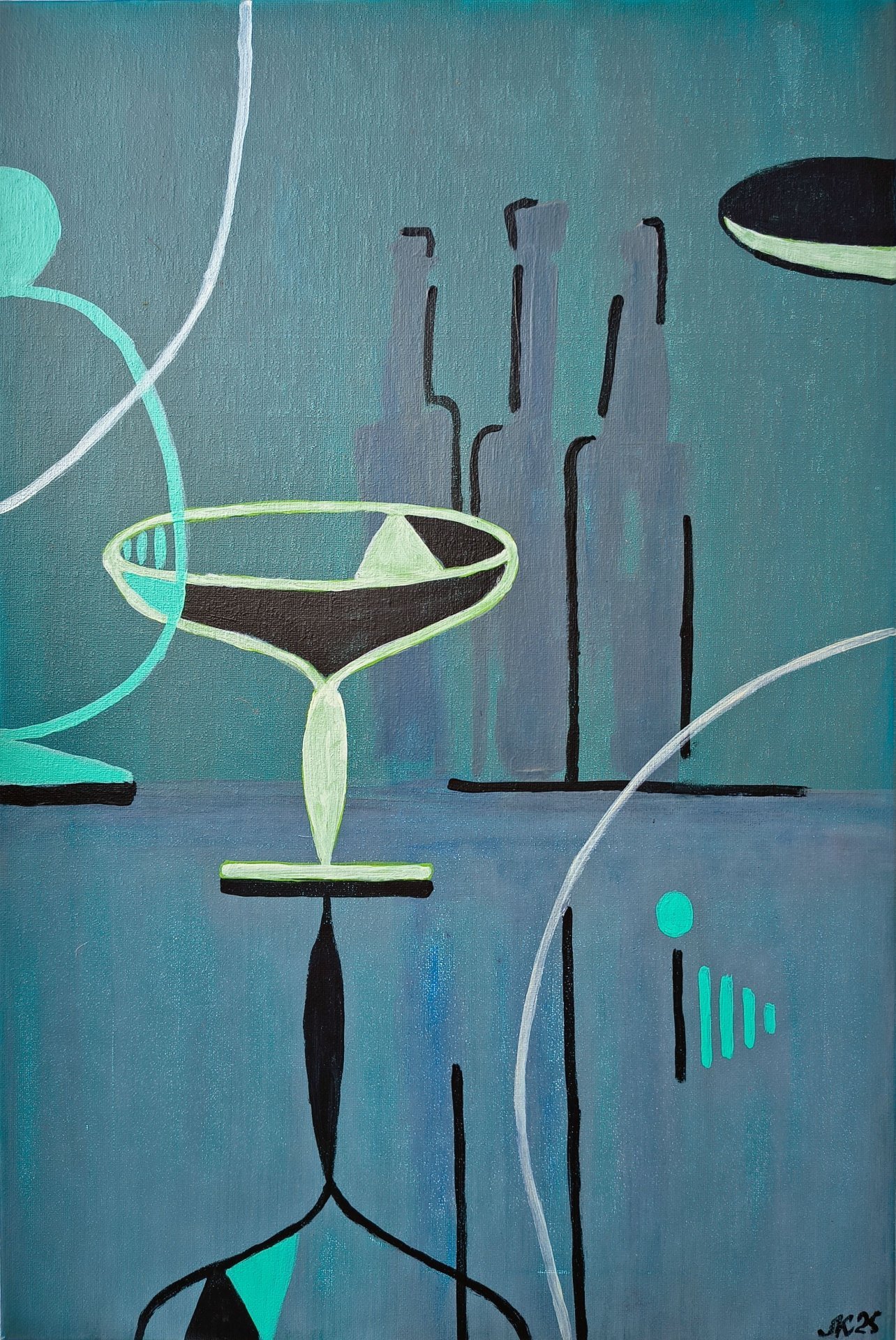 Still Life in Art Deco: Light and Shadow Play Painting by Lena Kolambet