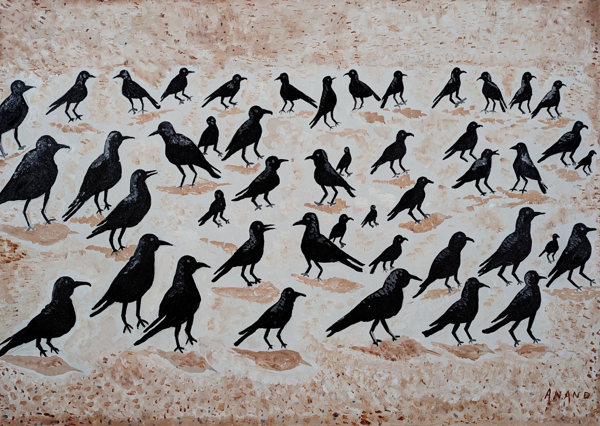 CROWS CROWS AND CROWS Painting by ANAND MANCHIRAJU