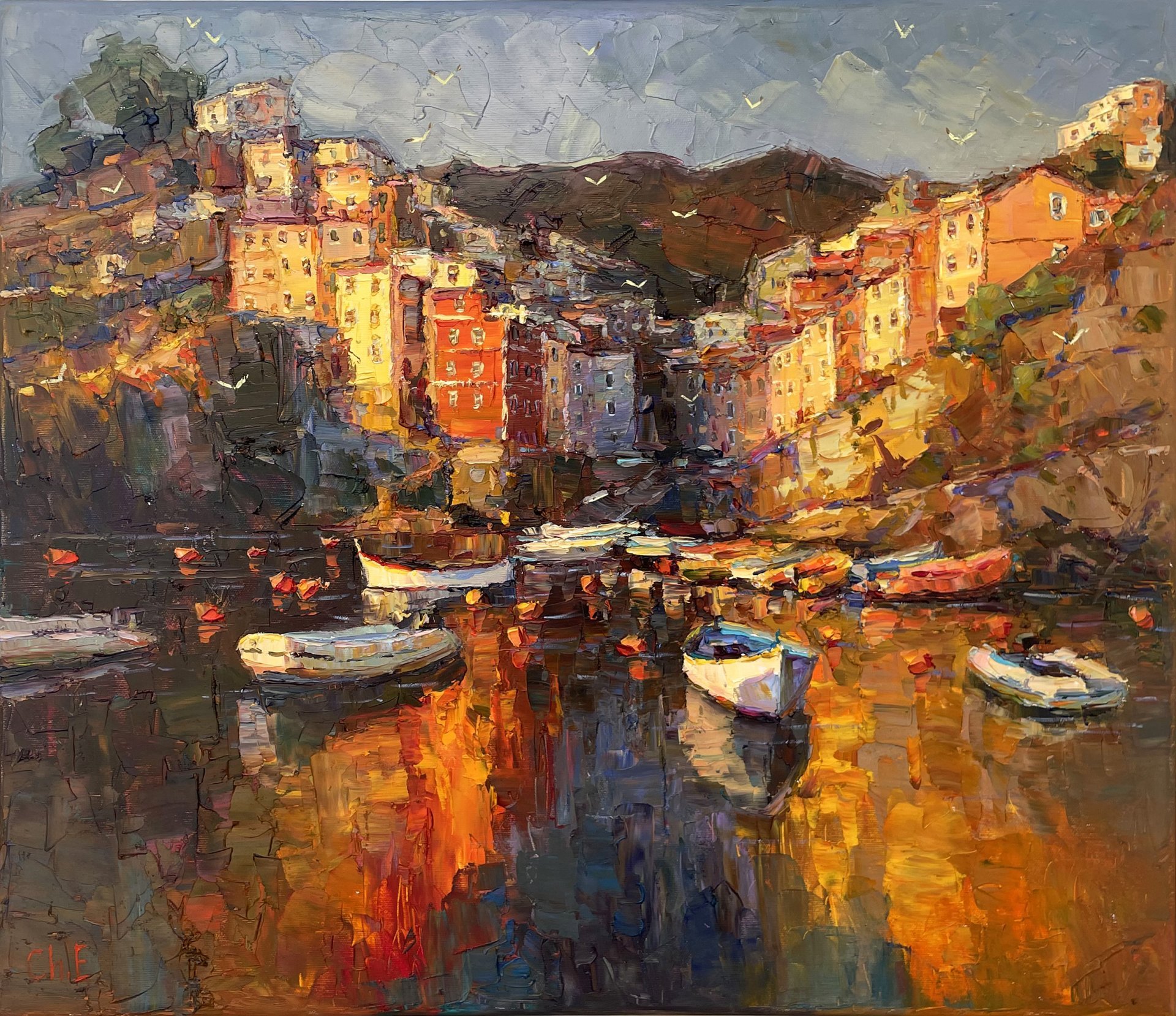 Evening city Painting by Yevgeny Chernyakovsky