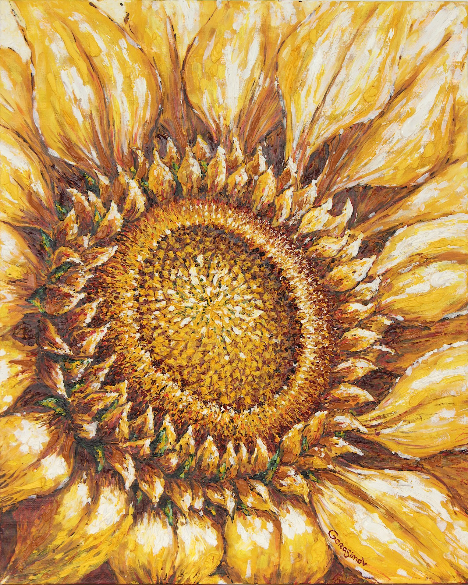 Dedication to Life: Sunflower in Painting Painting by Max Gerasimov