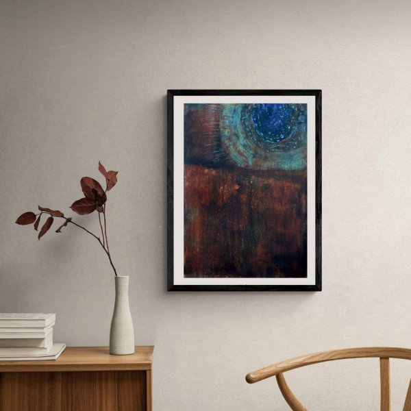 Rust Brown and Deep Blue Abstract Painting by Ela Szczepaniak