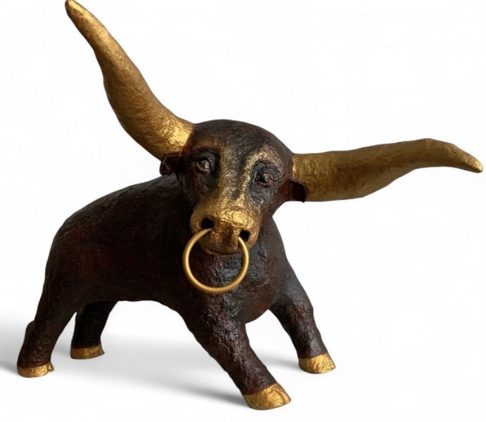 Golden Horns Bull Painting by Elena Kalmyk
