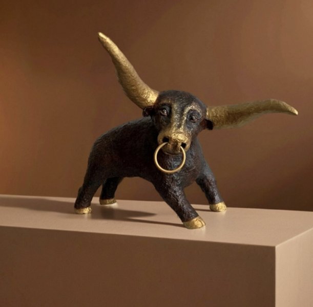 Golden Horns Bull Painting by Elena Kalmyk