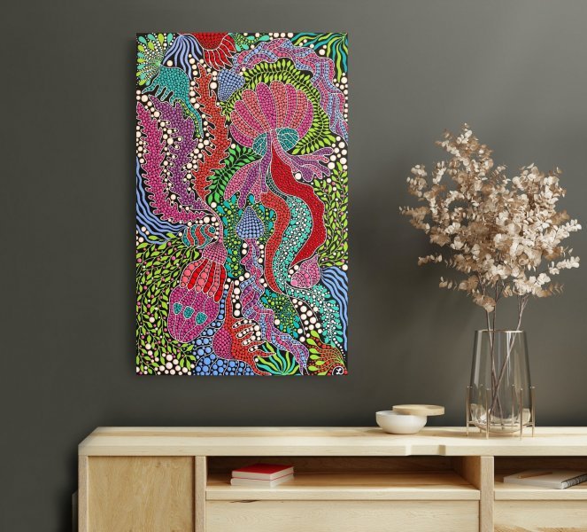 Jellyfish Flow Painting by Oxana Lazari - Jose Art Gallery