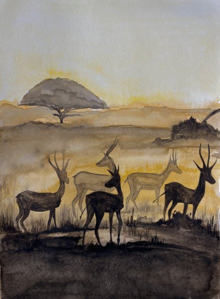 Savanna sunset Painting by IRENDO - Jose Art Gallery