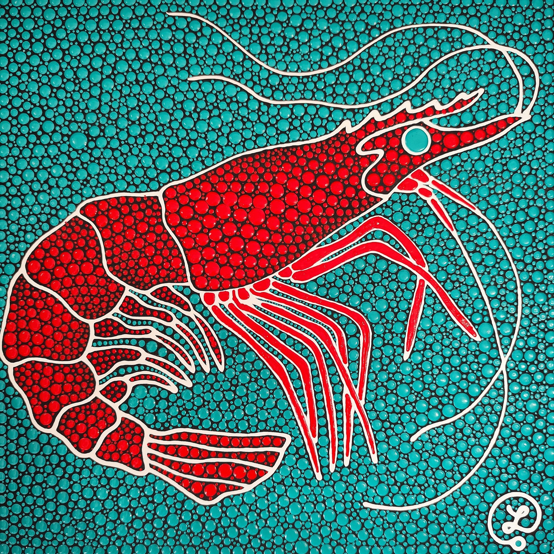 Red Shrimp Painting by Oxana Lazari - Jose Art Gallery