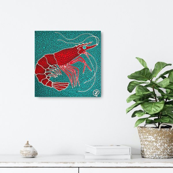 Red Shrimp Painting by Oxana Lazari - Jose Art Gallery