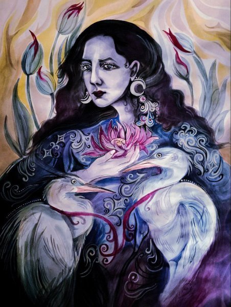 Lotus Drawing - Kseniya Shevchuk - Jose Art Gallery