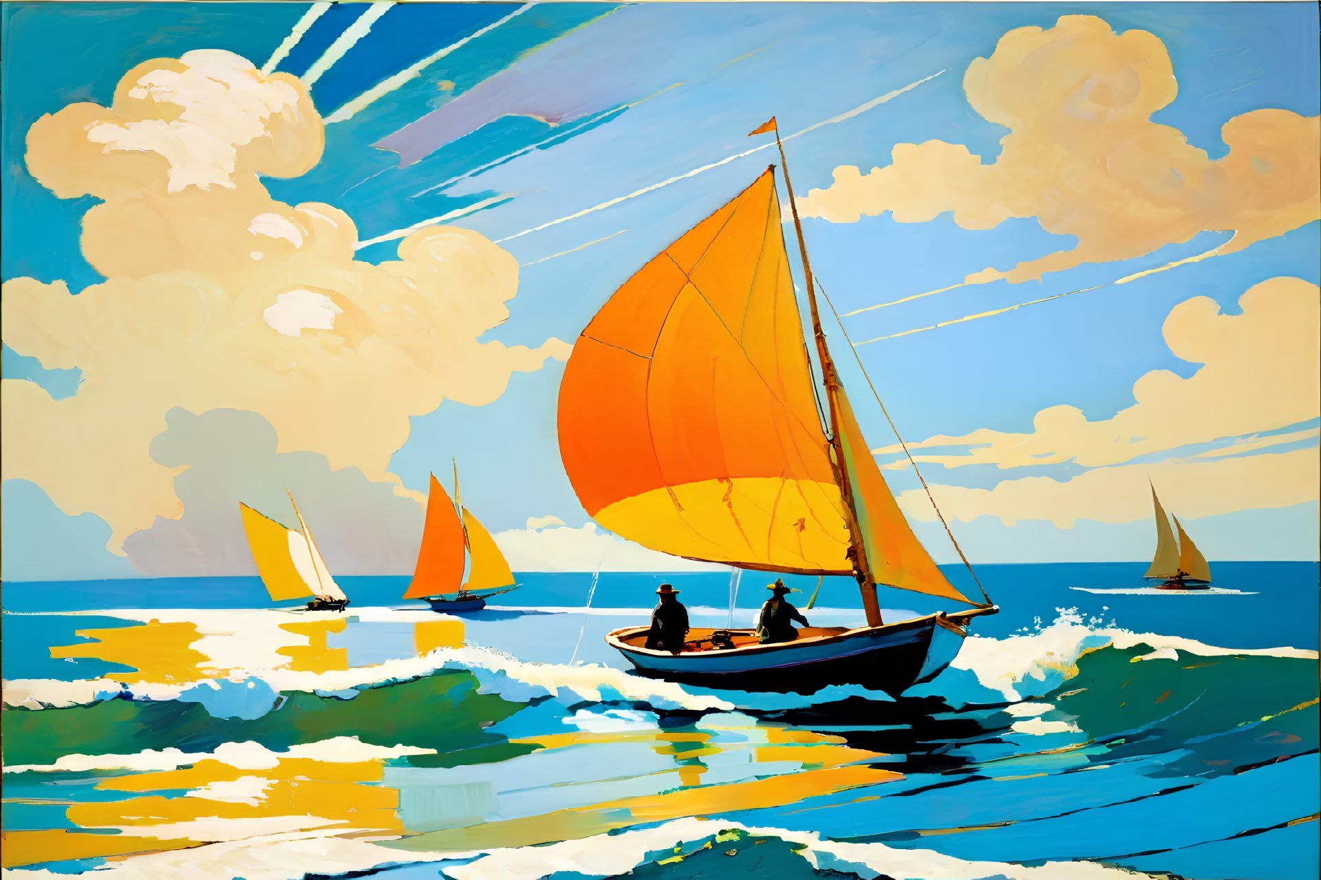 Boat on the wave Digital Art - maxut - Jose Art Gallery
